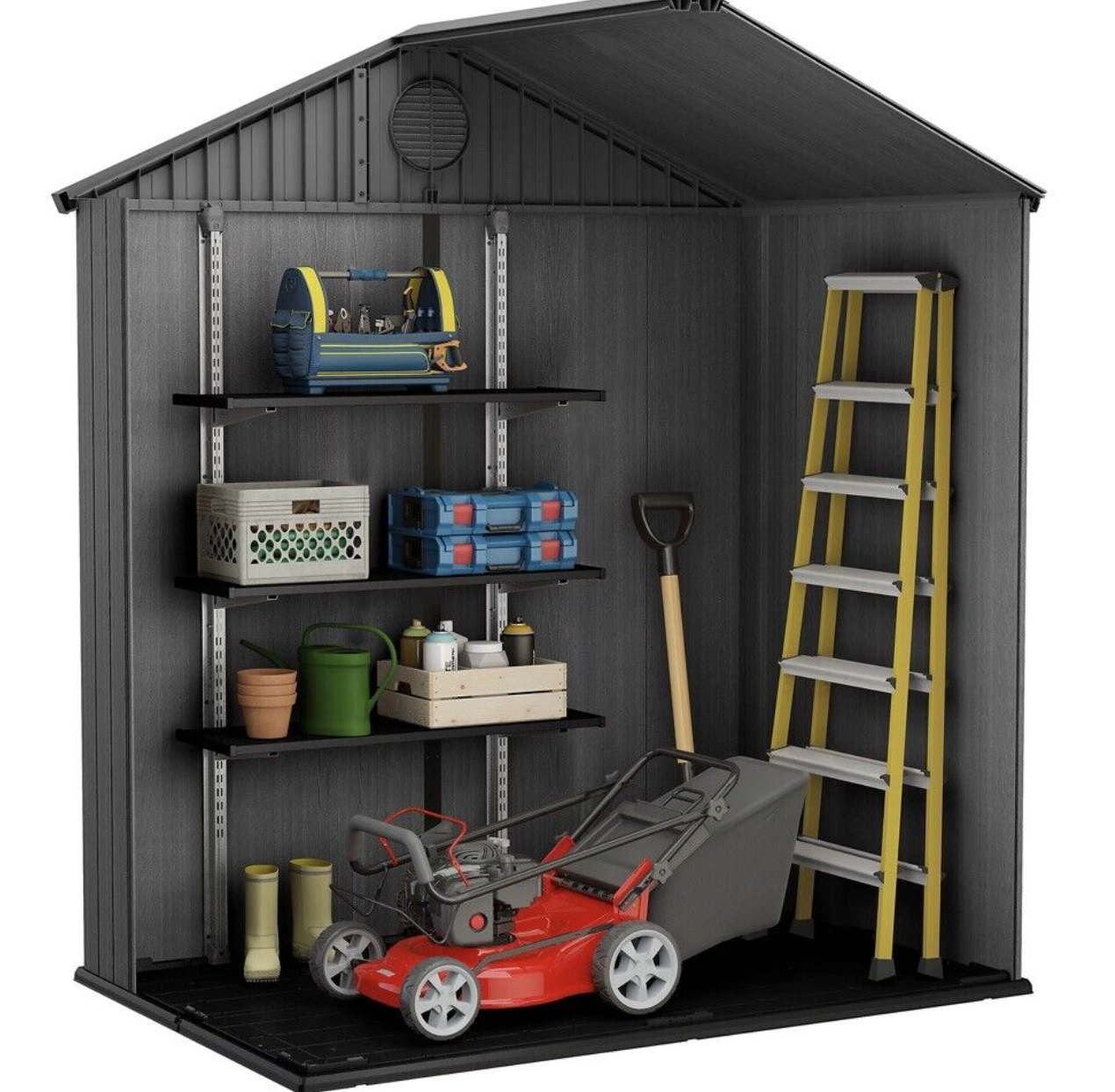 Keter Darwin 6 X 4 Ft Double Door Shed, Garden Storage Shed - Grey - Shed